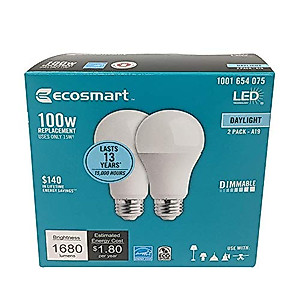 100W Equivalent Daylight A19 Energy Star and Dimmable LED Light Bulb (2-Pack) (Packaging may vary)