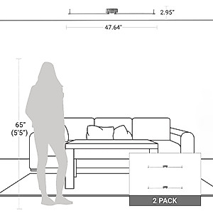 Catalina 48" Set of 2 Modern Decorative 2-Bar LED Track Light, Brushed Nickel