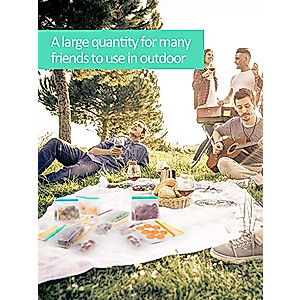 ANPHSIN 24 Pack Reusable Food Storage Bags- Stand Up & Flat Ziplock Bags BPA Free Freezer Bags, 10 Leakproof Sandwich Bags, 8 Food Grade Gallon Bags, 6 Resealable Snack Bags for Meat Veggies Fruit