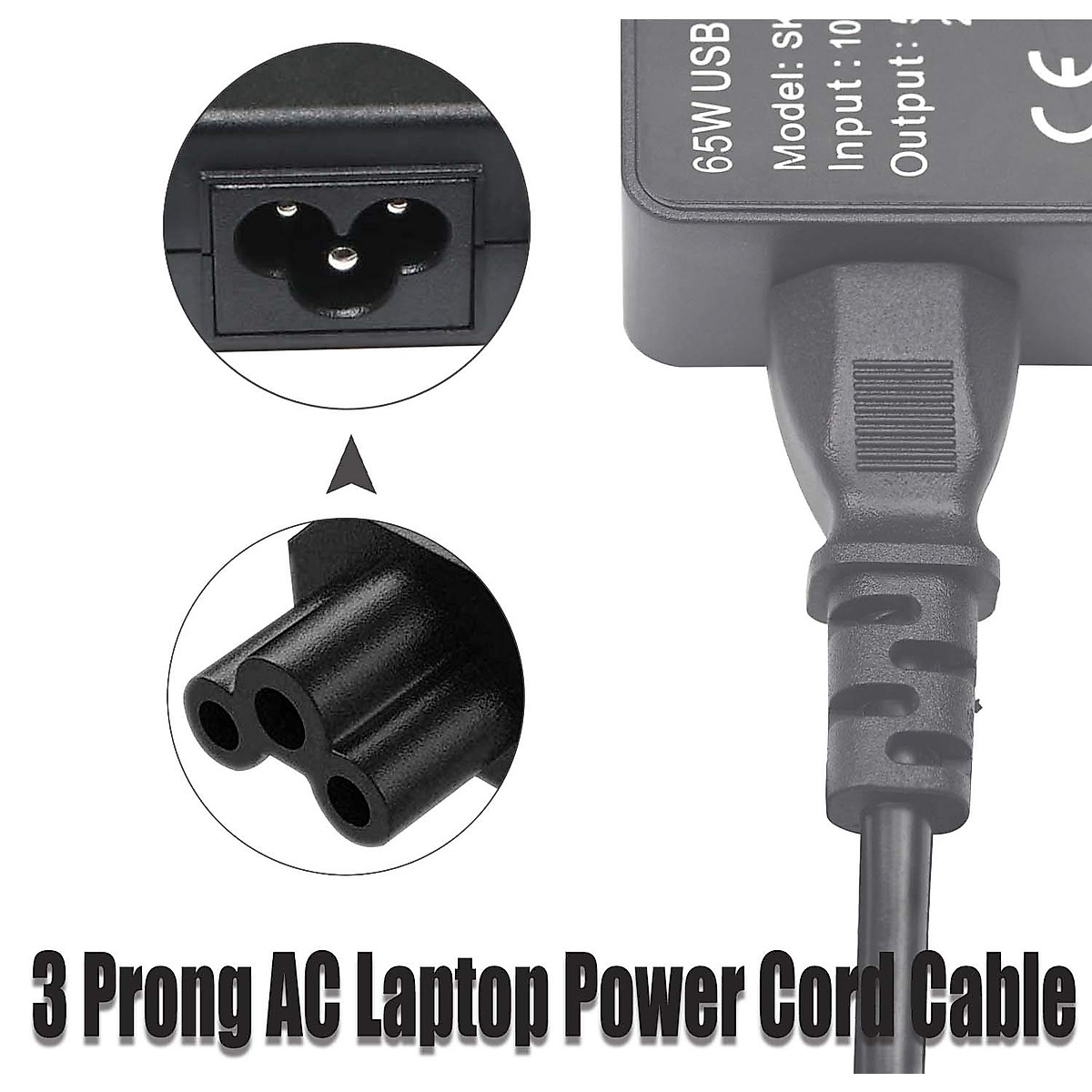 3 Prong Power Cord Replacement Power Cable for Computers, TVs, Monitors, LG LED LCD Smart 1080p HDTV,Samsung, Toshiba, Acer, Asus, Epson Printer AC Cable