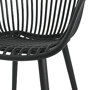 Christopher Knight Home Modern Accent Chair–Black Outdoor Patio Chairs Set of 2 – Lounge Chairs for Balcony or Garden – Weave Design – Stylish and Comfortable Seating for Backyard or Terrace