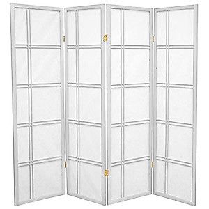 Oriental Furniture 5 ft. Tall Double Cross Shoji Screen - White - 4 Panels