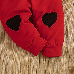 ODIMAME My 1St Valentines Baby Boy Outfits 3-6 Months Newborn Romper Clothes Pants Set Cute Hat Red 80cm