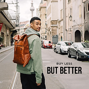 BERLINER BAGS Vintage Leather Backpack Utrecht XL, Large Waterproof Bookbag for Men and Women - Brown…