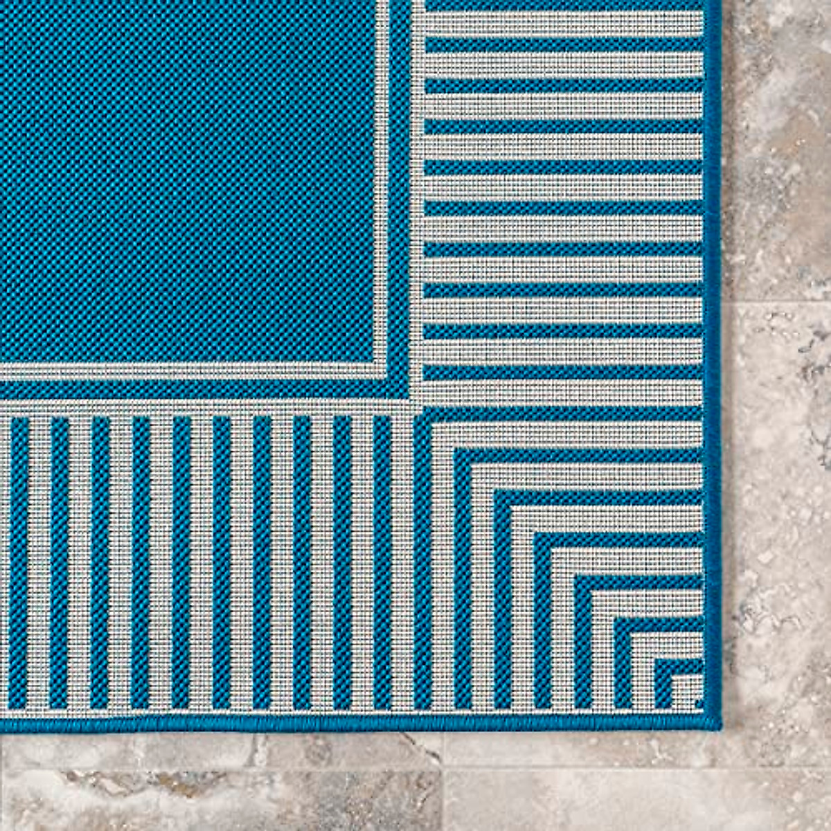 nuLOOM Asha Simple Border Indoor/Outdoor Area Rug, 8' x 10', Teal