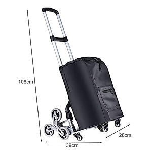 yoakaiax Multifunctional Folding Shopping Cart with Storage Bag Strong Load-Capacity Portable Personal Collapsible Grocery Cart with Swivel Wheels Black Black