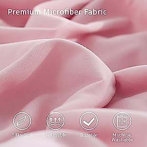 DOWNCOOL King Size Comforter Set - Pintuck Bedding Comforter Sets, 3-Piece Set, 1 Pinch Pleated Comforter and 2 Pillowcases, Soft Bedding Comforters & Sets for All Season, Pink Comforter King Size