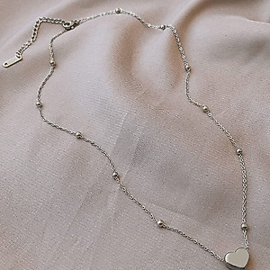 Jude Jewelers Stainless Steel Heart Charm Floating Slide Classic Plain Wedding Statement Collar Necklace (Silver)