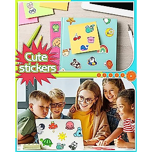 600 Pcs Cute Stickers for Kids, Water Bottle Stickers for Teens, Kawaii Vinyl Phone Laptop Skateboard Animal Waterproof Classroom Stickers, Bulk Aesthetic Sticker Packs for Boys Girls Teacher