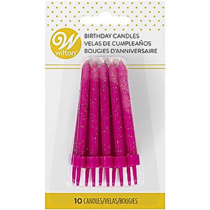 Wilton Birthday Glitter Candles - PINK (Set of 10)
