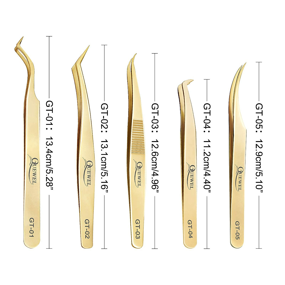Volume Eyelash Extensions Tweezers Set 5 PCS,Stainless Steel Lash Tweezers Curved Precision Tweezers Application