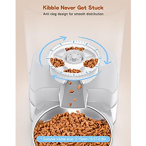 HoneyGuaridan Automatic Cat Feeder for Two Cats,3.5L Cat Food Dispenser with Stainless Steel Bowl,Timed Cat Feeder Programmable 1-6 Meals Control, Dual Power Supply,Desiccant Bag,10s Meal Call Whit