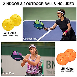 Pickleball Paddles, USAPA Standard Fiberglass Surface Pickleball Paddles Set of 2 or 4 Rackets, Pickleball Set with 4 Pickleball Balls &1 Pickleball Bag, Pickle Ball Paddle Set for Men, Women