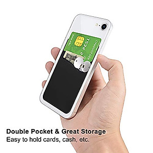 Senose Phone Wallet, Card Holder for Back of Phone Stick on Phone Cases Great Storage Compatible for iPhone/Android/Samsung Galaxy Pack of 5