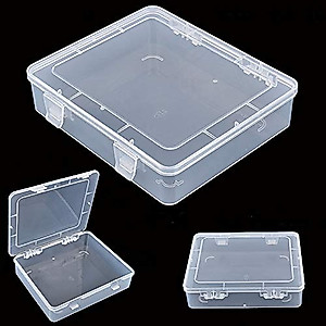 Goodma 7 Pieces Mixed Sizes Rectangular Empty Mini Clear Plastic Organizer Storage Box Containers with Hinged Lids for Small Items and Other Craft Projects