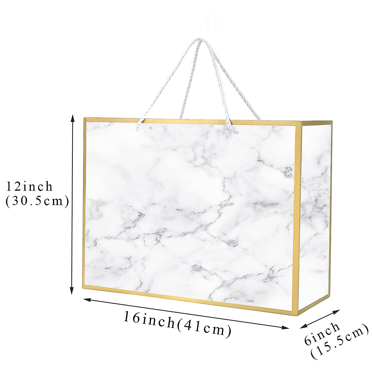 10 Marble Extra Large Gift Bags 16x6x12 Inch, White Gift Bags Large Size, White Paper Bags with Handles Bulk, Large Gift Bags for Presents, Paper Gift Bags with Handles, Wedding Gift Bags Bulk Cmecial