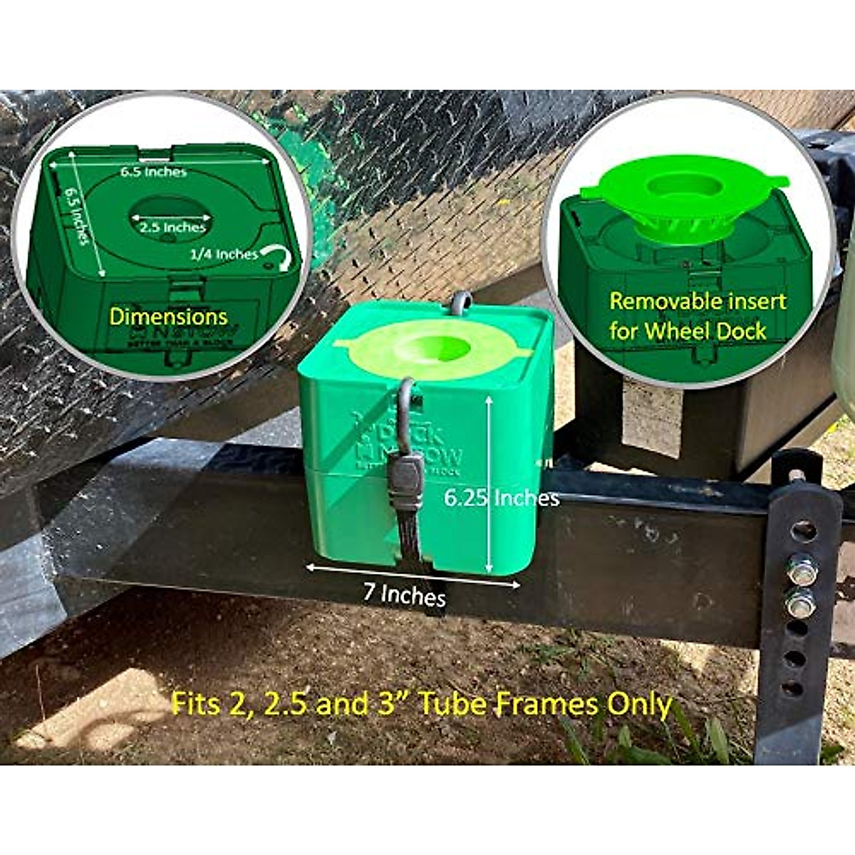 Dock N Stow Trailer Jack Block, RV Tongue Stand Stores on Frame, Fits Most Jack, Post, Foot, or Wheel, for Camper, Pop Up, Boat, or Travel Trailer, Green GEN1