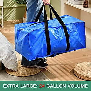Moving Bags Heavy Duty Extra Large with Strong Handles Backpack Straps & Zippers,Blue Moving Totes,Packing Bags for Moving,Heavy Duty Storage Bags Compatible with Ikea Frakta Cart, 8 Pack