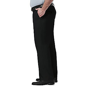 Haggar Men's Premium Comfort Classic Fit Flat Front Dress Pants-Regular and Big & Tall Sizes, Black BT, 46W x 32L