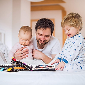 High Contrast Black and White Interactive Crinkle Soft Book Bundle for Infant Baby First Cloth Book Set Soft Activity