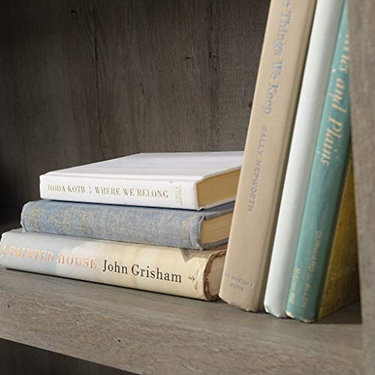 Sauder Miscellaneous Bookcase, L: 35.28" x W: 13.23" x H: 43.78", Mystic Oak finish