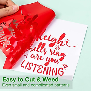 Red Permanent Vinyl Roll - 12" x 50 FT Matte Red Vinyl for Cricut, Silhouette, Cameo Cutters, Adhesive Vinyl Roll for Signs, Scrapbooking