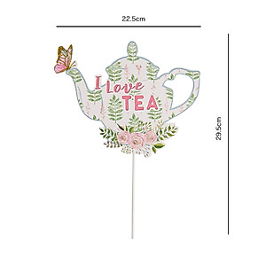 SUNBEAUTY 14 Pcs Tea Party Photo Booth Props Tea Party Decorations Alice in Wonderland Party Supplies Garden Party Bridal Shower for Girls Women