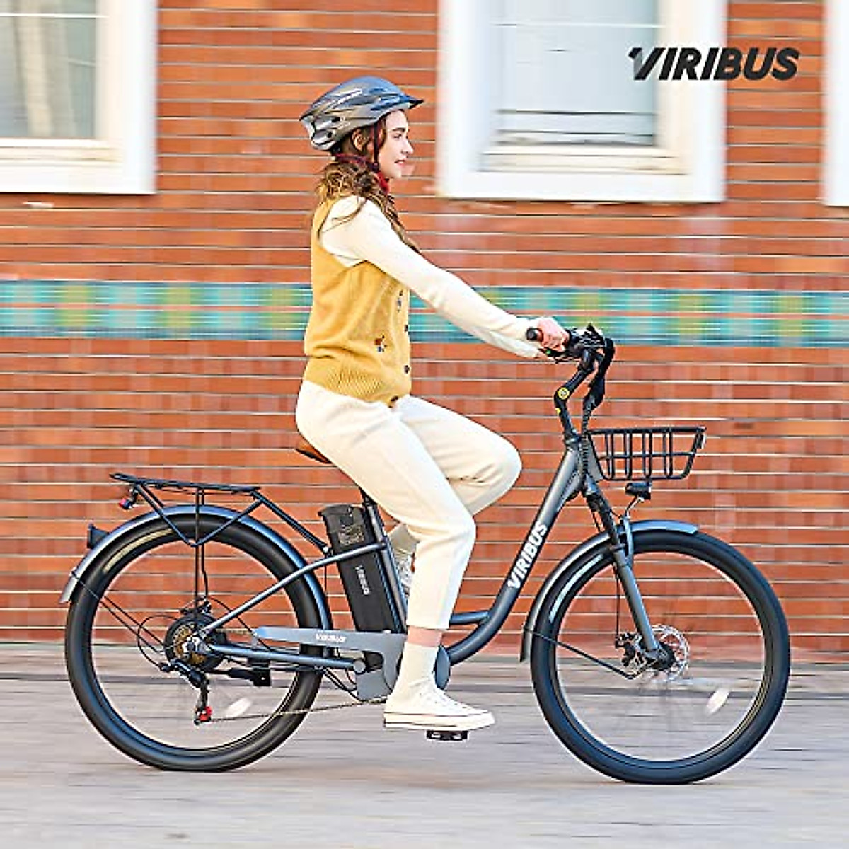 Viribus Electric Bike for Adults, 26" ebike with 500W Motor Shimano 7 Speed Shifter Pedal Assist Front Suspension for Men Women Seniors, 20mph Long Range Moped Electric Bicycle with 48V Battery, Black