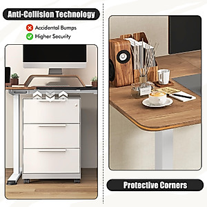 Tangkula 55 x 28 Inch Large Electric Standing Desk, Height Adjustable Sit to Stand Desk with Powerful Motor & Anti-Collision Design, Ergonomic Stand Up Workstation with Metal Frame, Home Office Desk