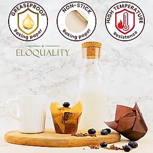 Baking Cups Cupcake Wrappers Set - 250 Pcs Brown Greaseproof Tulip Paper Cake Tin Liners and Natural Color Tulip Baking Parchment Papers for Muffins Cupcakes Mini Snacks Wedding Birthday Party