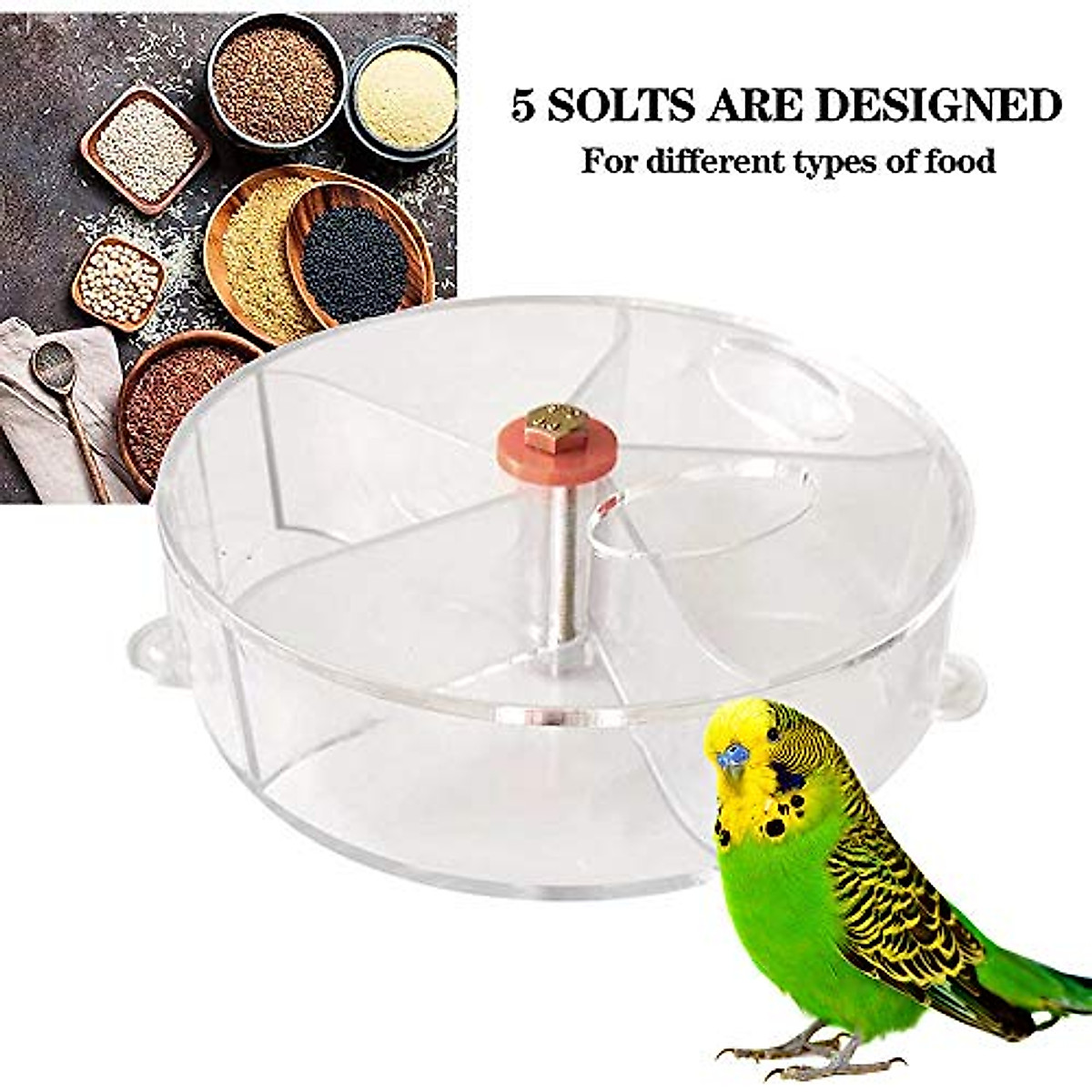 SHINYLYL Parrot Foraging Wheel - Bird Puzzle Feeder Spins Toy Intelligence Growth Cage Toys for Small and Medium Parrots Parakeet Canary Cage Feeder(White)