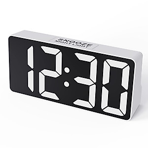 Mesqool Digital Alarm Clock for Bedroom, White, 7-Inch Screen, Adjustable Brightness, Loud Alarm, USB Charger, 12H/24H Time Format, Night Light, Dual Alarms, 18-Month Warranty