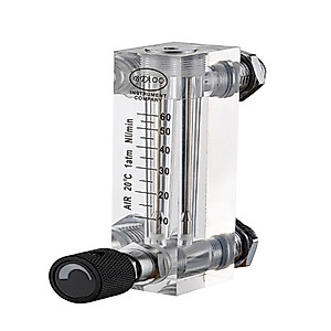 Zihozan G 1/4" Female M18 Panel Float Flowmeter Gas Liquid Air Flow Meter Rotameter with Control Valve(10-70 LPM Gas)