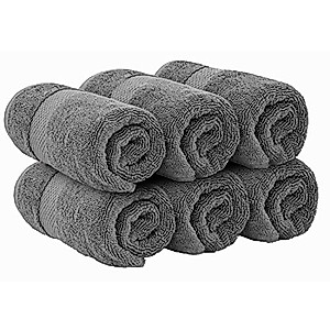 White Classic Luxury Hand Towels for Bathroom-Hotel-Spa-Kitchen-Set - Circlet Egyptian Cotton - 16x30 Inches - Set of 6 (Gray)