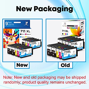 Miss Deer 711XL Ink Cartridges Replacement for 711 711XL,Work for Designjet T120 T520 24-in T520 36-in Printers(3 Black, 2 Cyan, 2 Magenta, 2 Yellow) 9 Pack