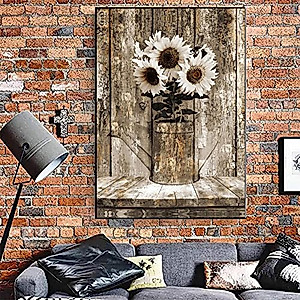 Farmhouse Wall Decor Canvas Wall Art Rustic Floral Country Sunflower 16"x24" Home Decor for Bedroom LivingRoom Rustic Decor Artwork Poster (Unframed)