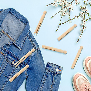 Zubebe 200 Pack Round Wooden Clothespins Vintage Dolly Clothes Pegs Old Fashioned Wood Clothes Pin for Craft Laundry Peg Outdoor Clothesline Home Kitchen Travel
