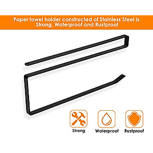 DS. DISTINCTIVE STYLE Paper Towel Holder Under Cabinet Door No Drilling Durable Paper Rolls Rack for Kitchen, Bathroom and RV Storage (Black)