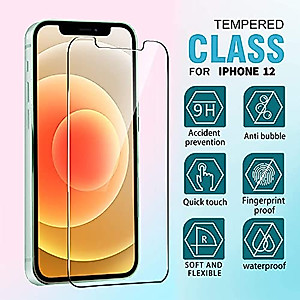 Ferilinso [4 Pack 2 Pack Screen Protector for iPhone 12 with 2 Pack Camera Lens Screen Protector [Tempered-Glass] [Military Protective] [HD Clear] [Case Friendly] [Anti-Fingerprint] [Anti-Scratch]