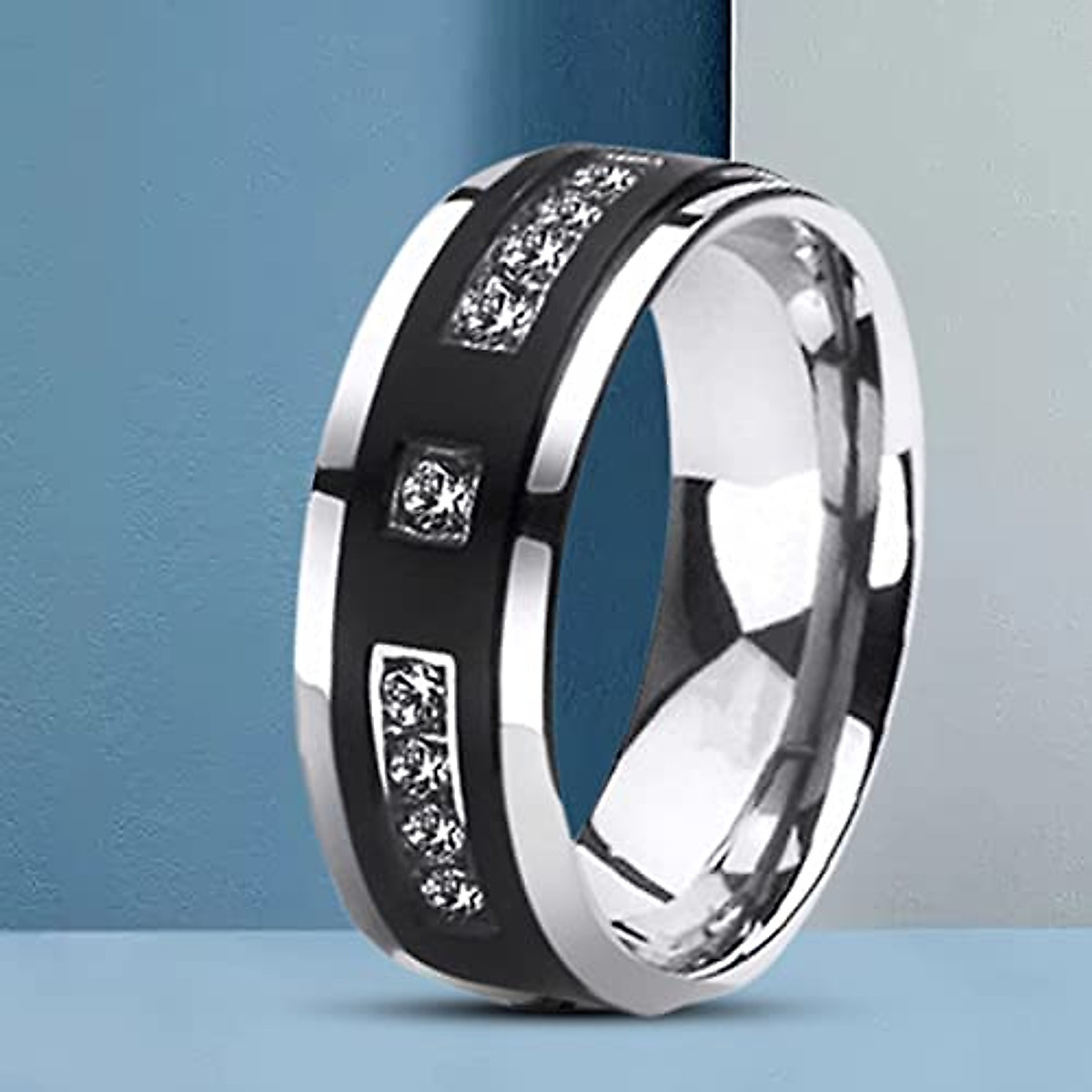 1Pc/2Pcs Exquisite Smooth Surface Wedding Bands Alloy Simple Cubic Zirconia Hers His Rings Charm Jewelry Finger Bands