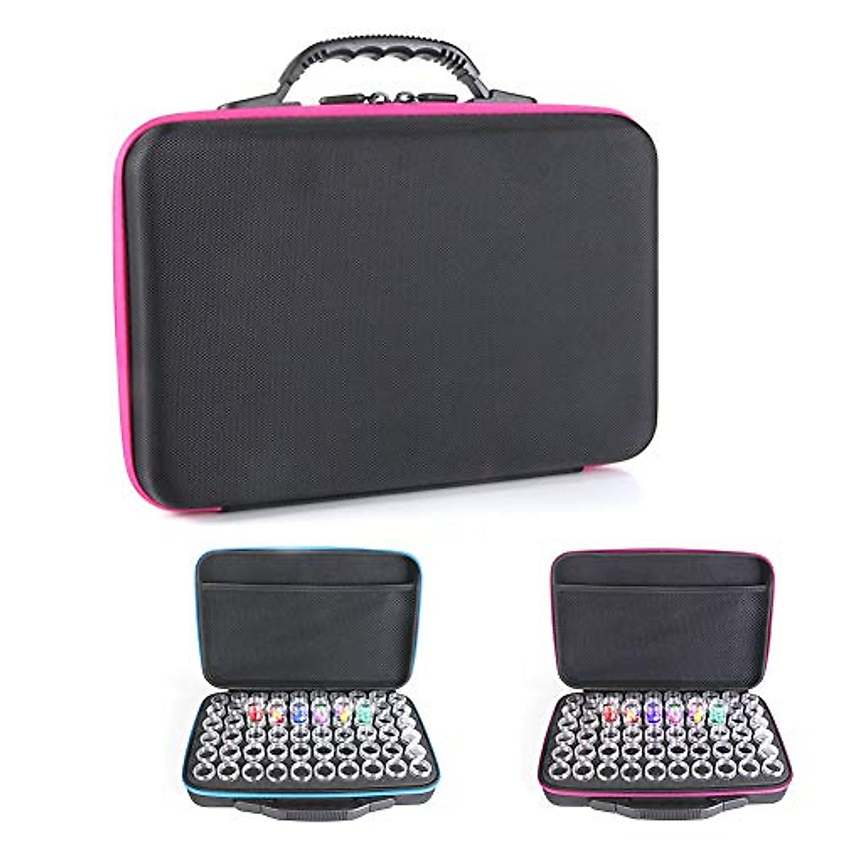 EVA Storage Box 60 Slot Diamond Painting Storage Case Tool Diamond Painting Bag Beads Organizer Accessories 60 Grids Shockproof High Capacity Hand Bag Zipper Design(Blue)