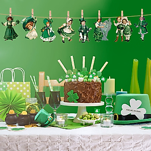 72 Pcs Vintage St Patricks Day Cutouts Retro St Patricks Day Decor Green Shamrock Paper Cutouts for Irish Holiday Party Bulletin Board Classroom Decorations (Shamrock)