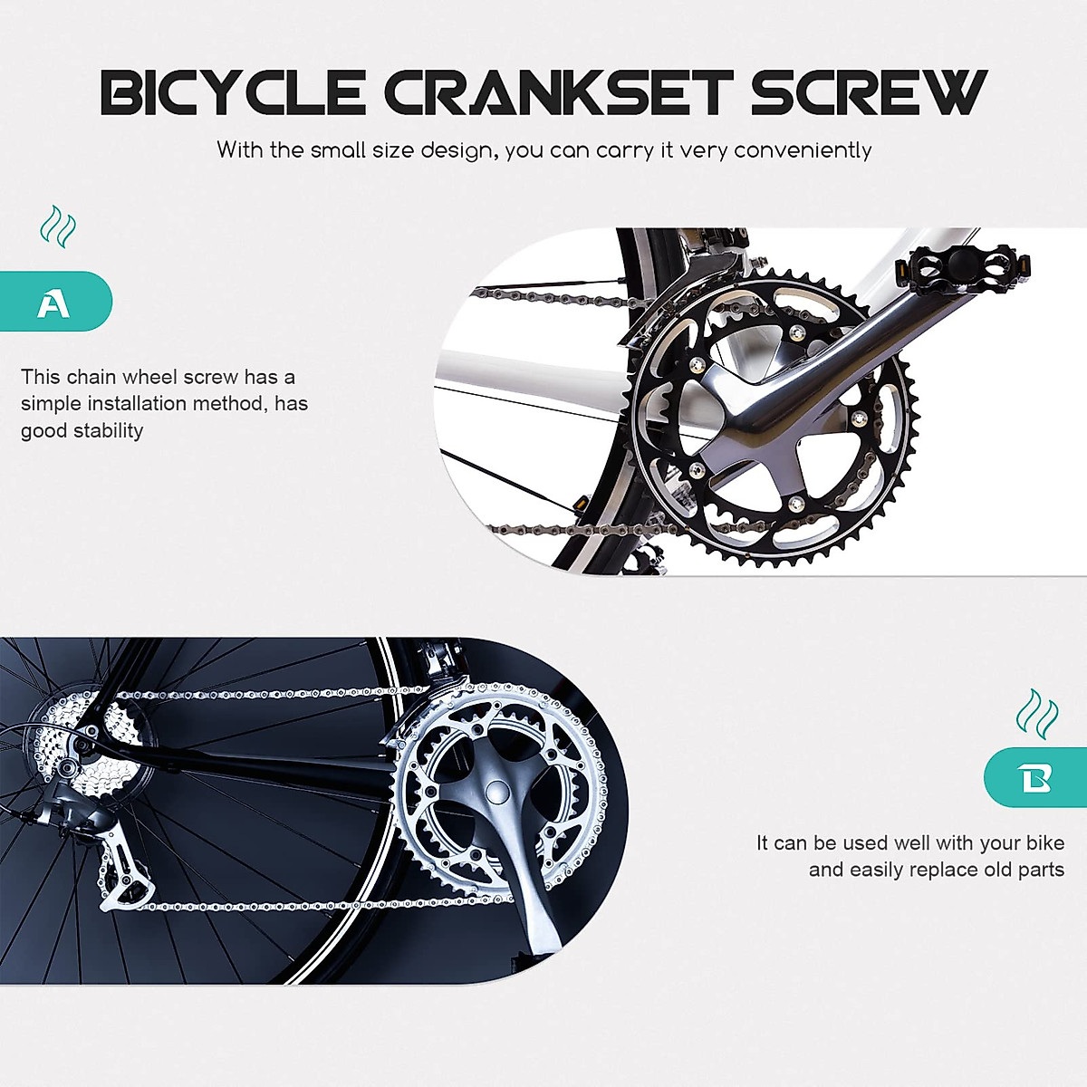 LIOOBO 12pcs Crankset Locking Screw Chainwheel Screw Mountain Bike Screw Bike Accessories Glass in a Bottle Chainwheel Fixing Tool Cycling Cankset Screw Galvanized Steel Platter Fold