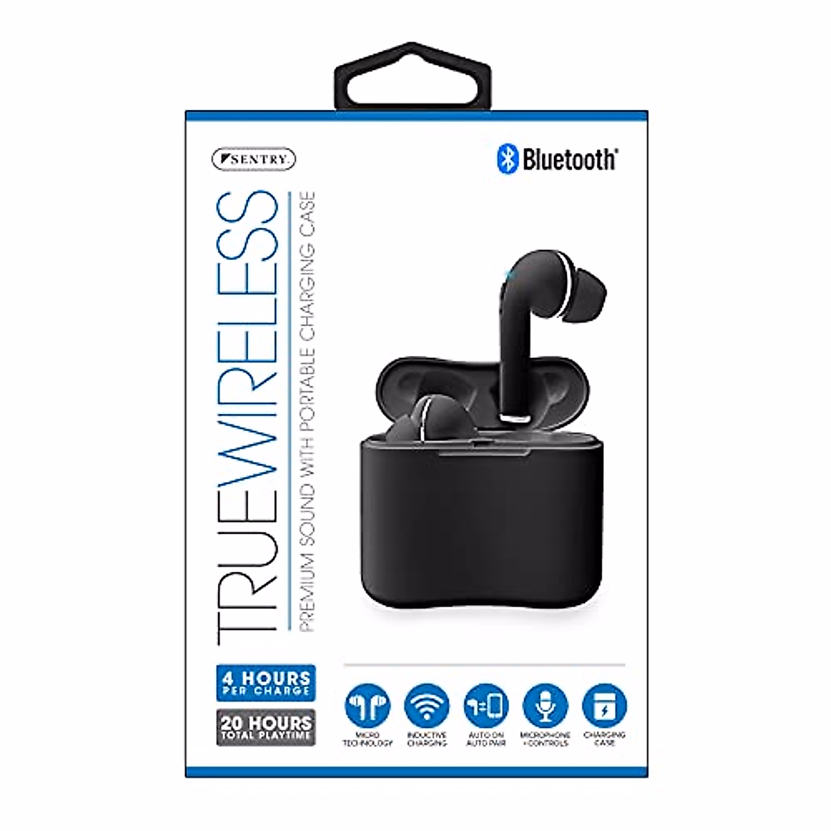 Sentry Industries BLWBT954 Earbuds True Wireless PRO in-Ear with Charge CASE Black/GM