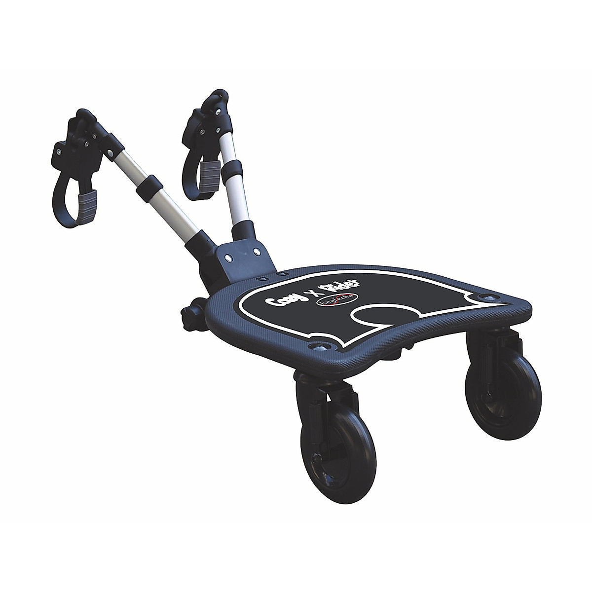 Englacha 2-in-1 Cozy X Rider, Black - Child Rider Stroller Attachment with Saddle Seat and Standing Platform - Universal Fit for Most Prams - Quick and Easy to Use - Designed for Safety