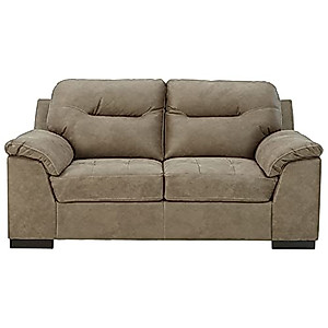 Signature Design by Ashley Maderla Oversized Faux Leather Loveseat, Light Brown