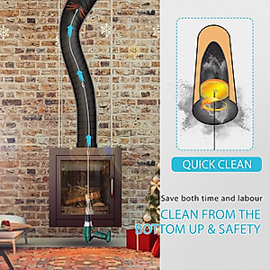 VIVOHOME 39.3 FT Chimney Sweep Cleaning Brush Tool Kit Rotary with 12 Reinforced Nylon Flexible Rods Snap Locking 45 Degree Angle Driven by Drill for Fireplace Flue Home Use
