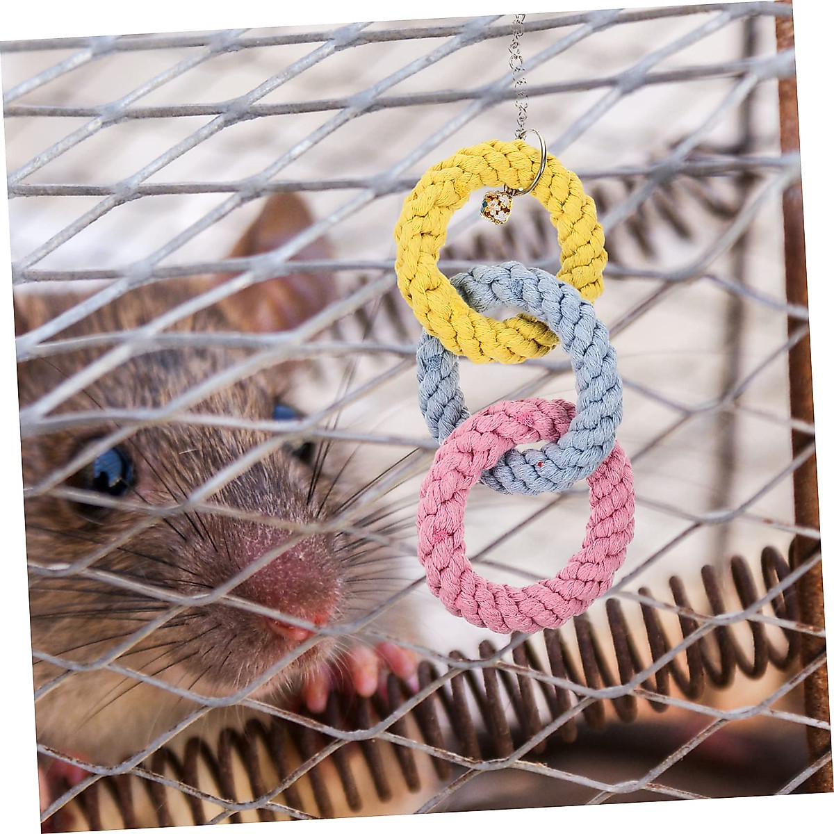 Hanging Three Ring Pendant Climbing Toy Bird Cages for Cockatiels Small Animal Cages Ferret cage Accessories Bird Swing Toys Ferret Treats cage Rope Toy Small pet Toys Rat Toy chew