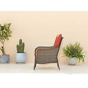 HUMMUH Outdoor Wicker Patio Chairs Set of 2 with Side Table,PE Rattan Bistro Table and Chairs for Yard Backyard Lawn Porch