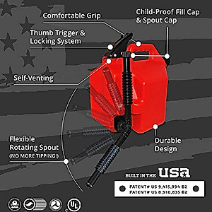 Surecan CRSUR5G1 Gasoline CAN, 5.0 Gallon, Red, 640 Fl Oz
